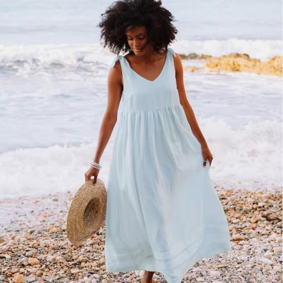 Magic Linen | Dresses | Magic Linen Dusty Blue Andros Dress | Poshmark